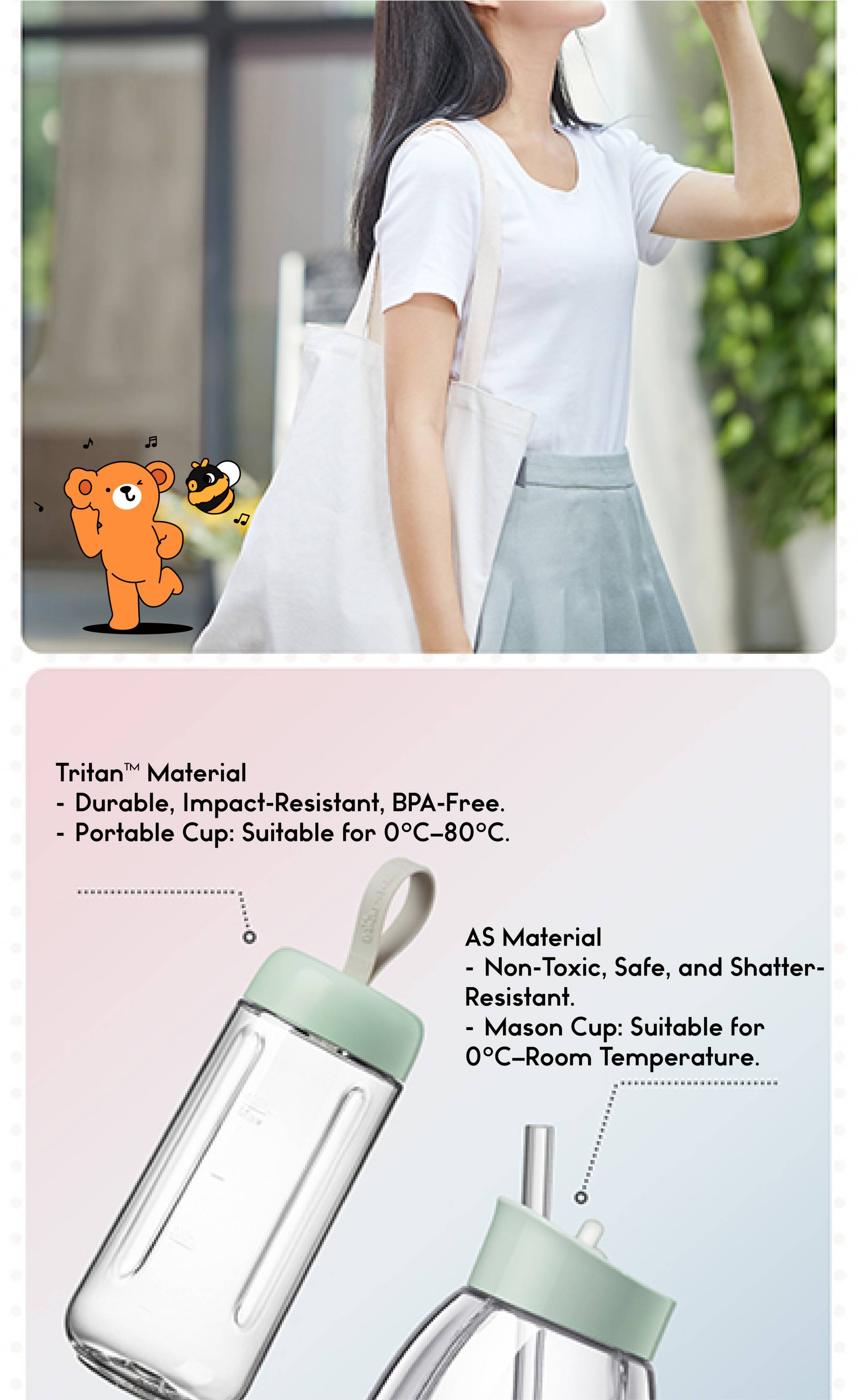 Bear Portable Fruit Juice Blender 1.0L