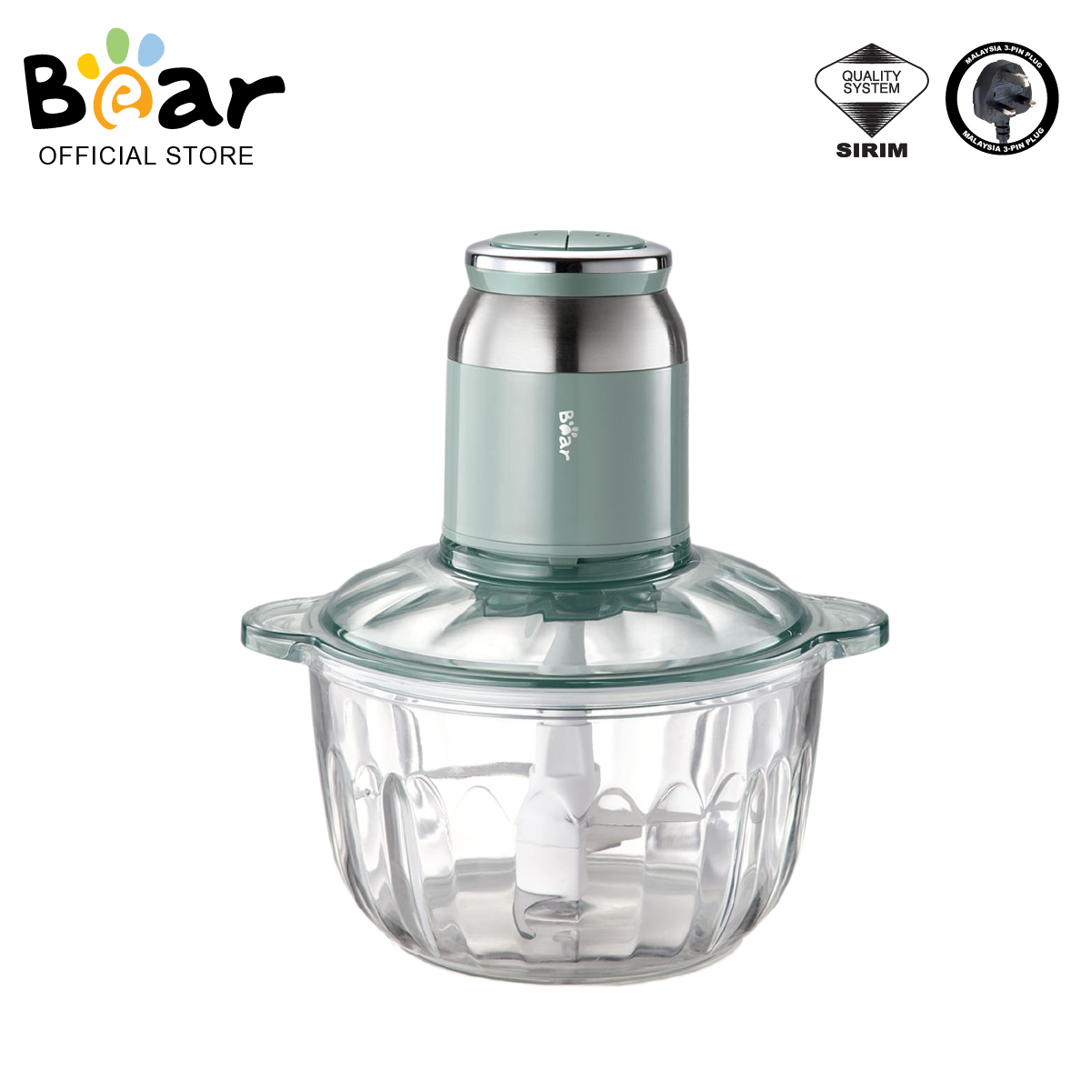 2.5L Food Chopper with Double Layer and Four Blade - Bear Malaysia